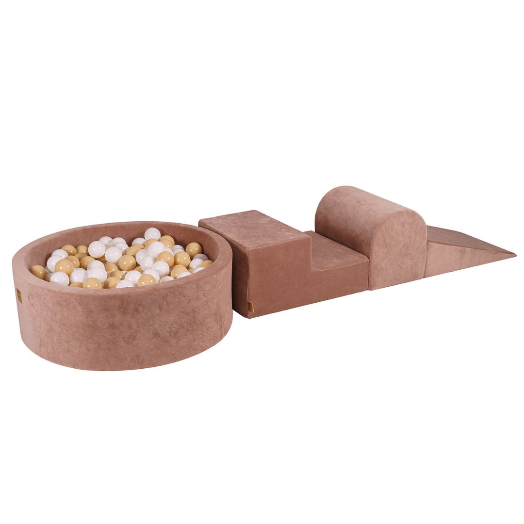 Velvet Beige Play Set With Ball Pit | White & Beige Balls – Nola Baby
