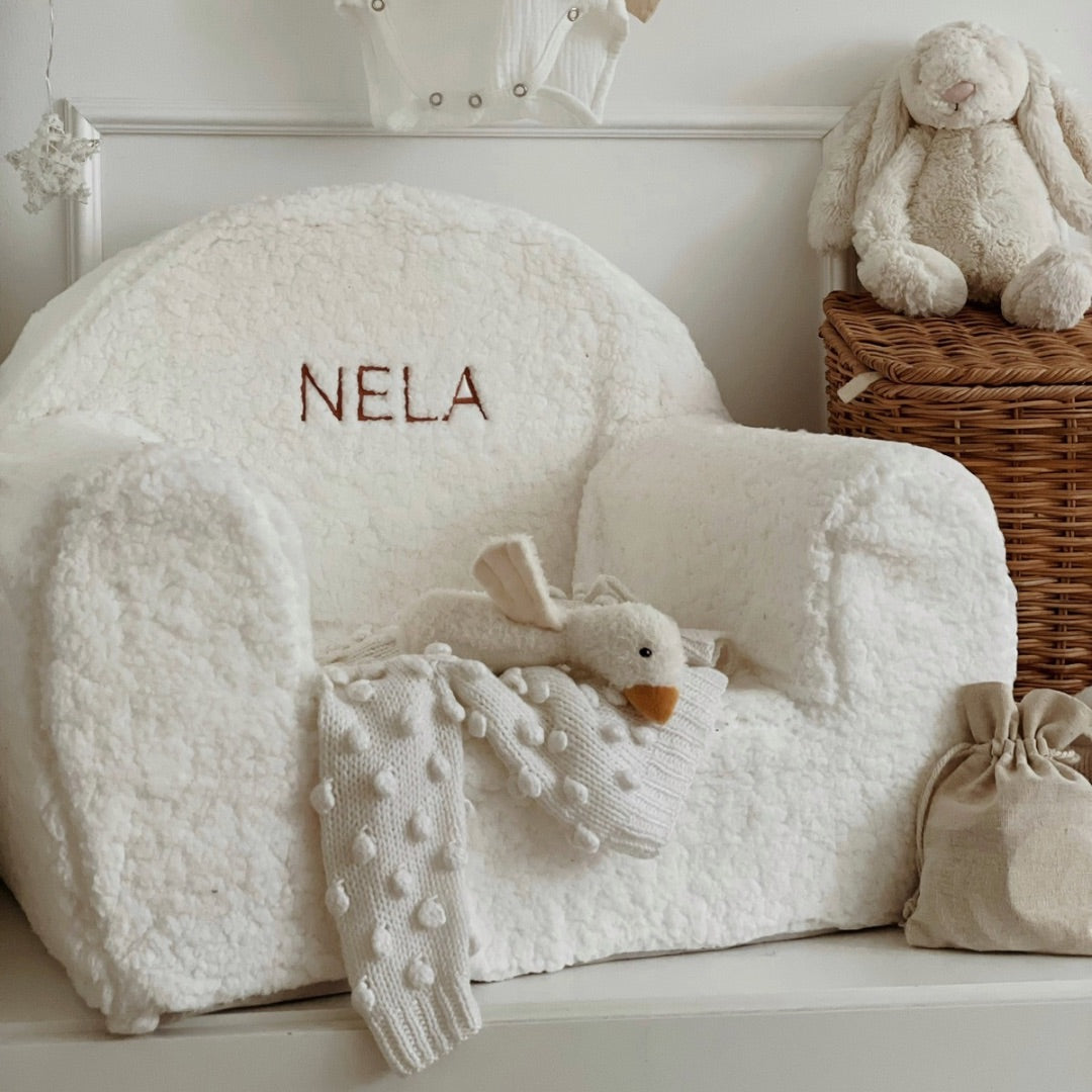 Personalised Teddy Chair White | Muzpony – Nola Baby